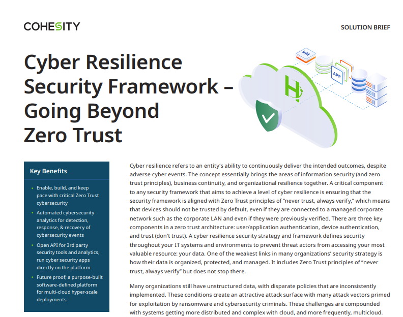 Cyber Resilience Security Framework – Going Beyond Zero Trust
