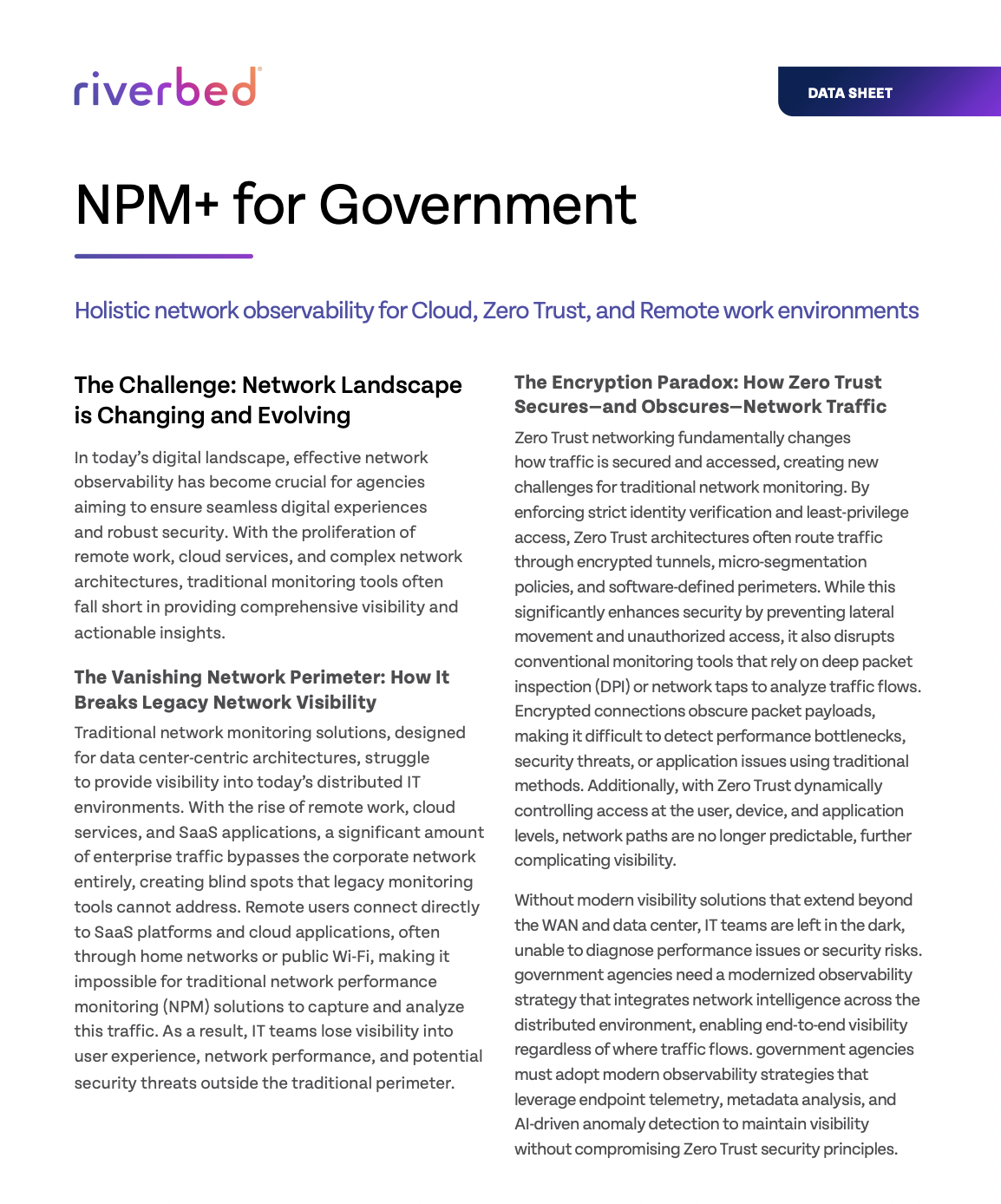 Riverbed NPM for Government