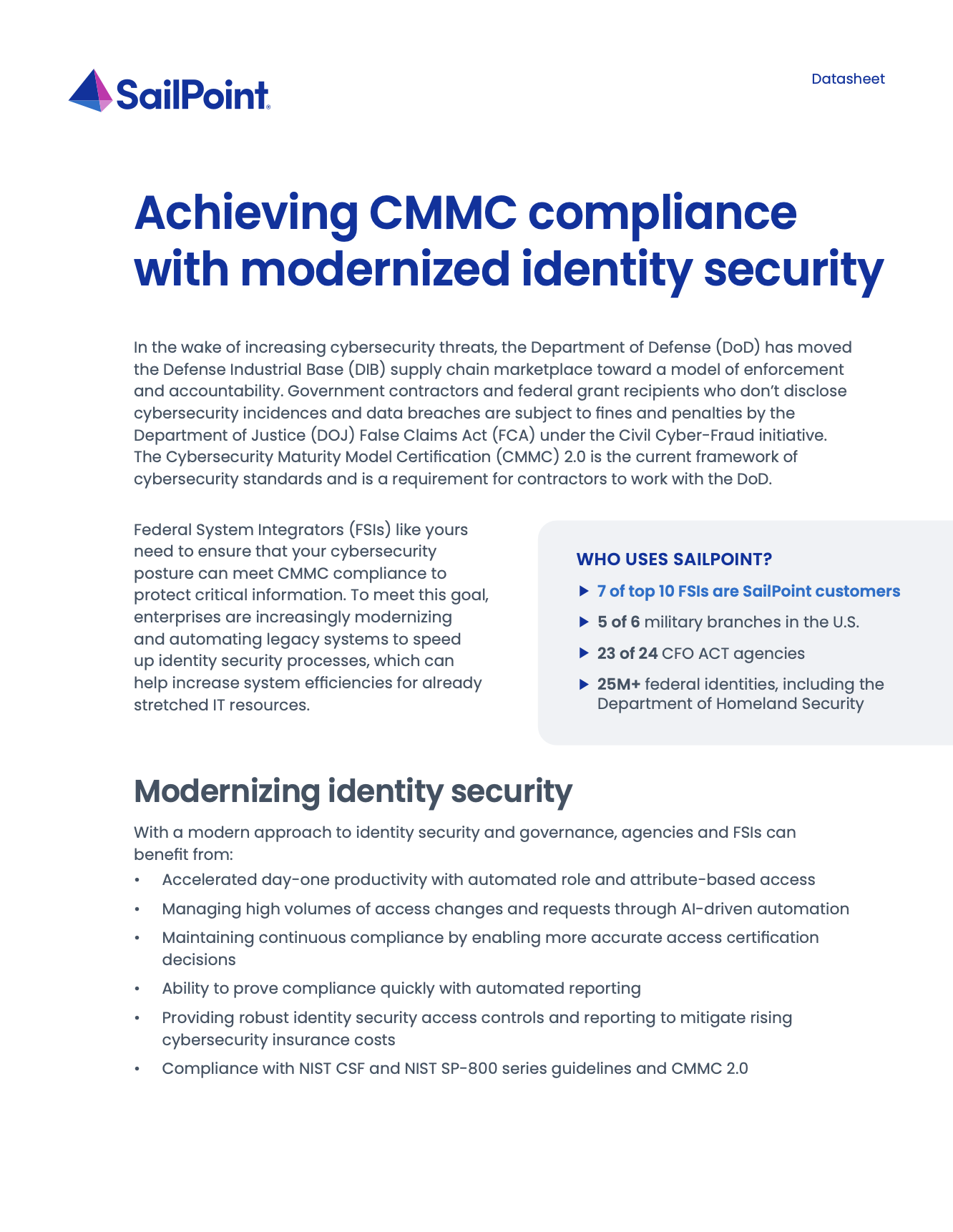 Achieving CMMC compliance with modernized identity security