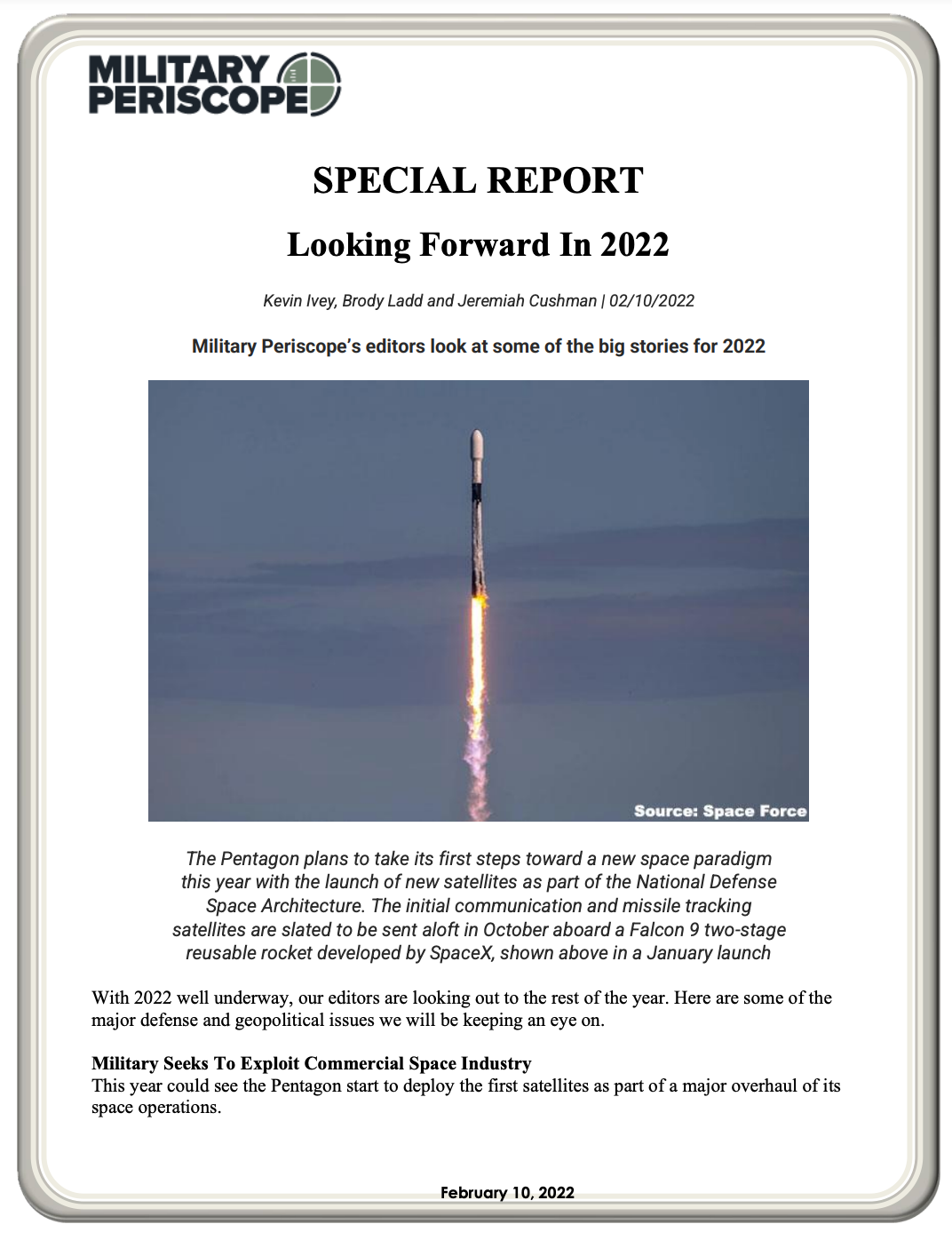 Special Report: Looking Forward in 2022