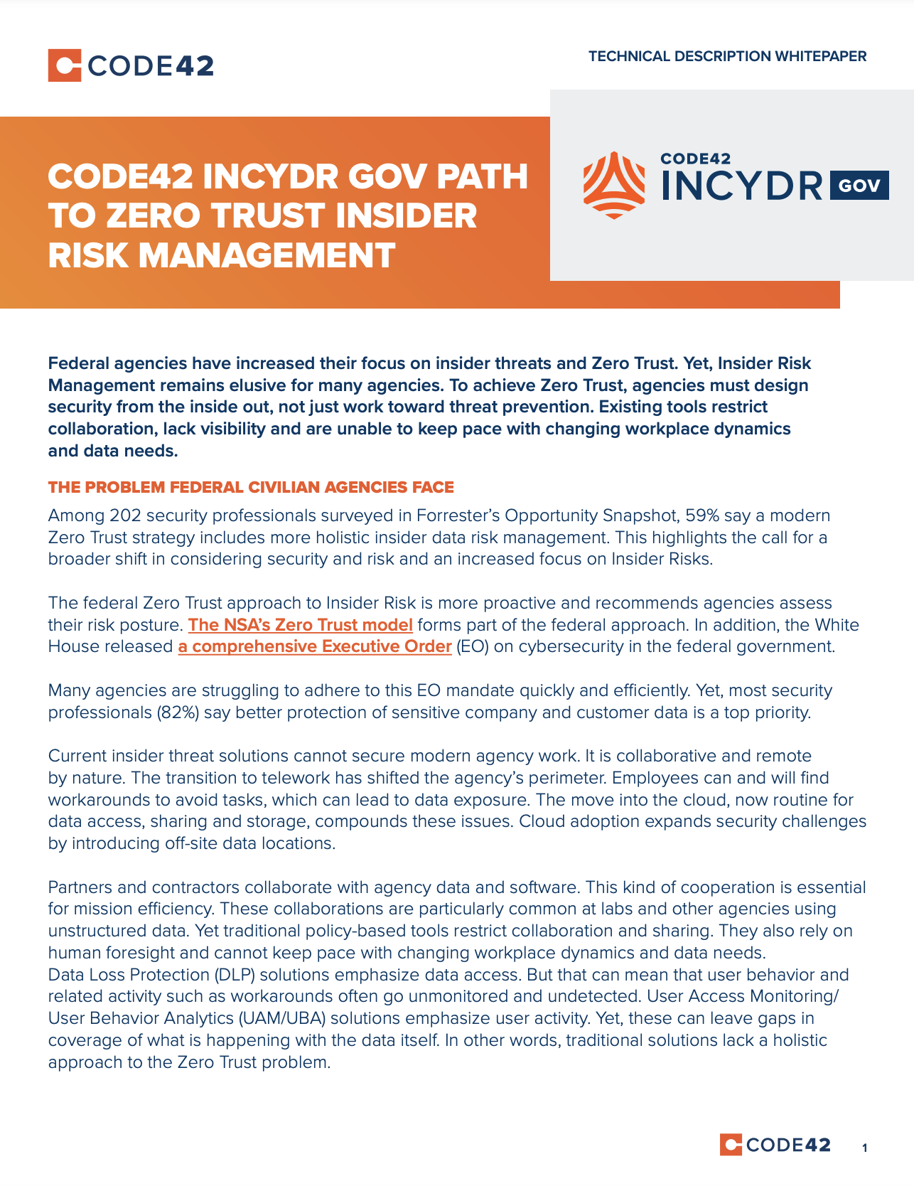 Code42 Incydr Gov Path to Zero Trust Insider Risk Management